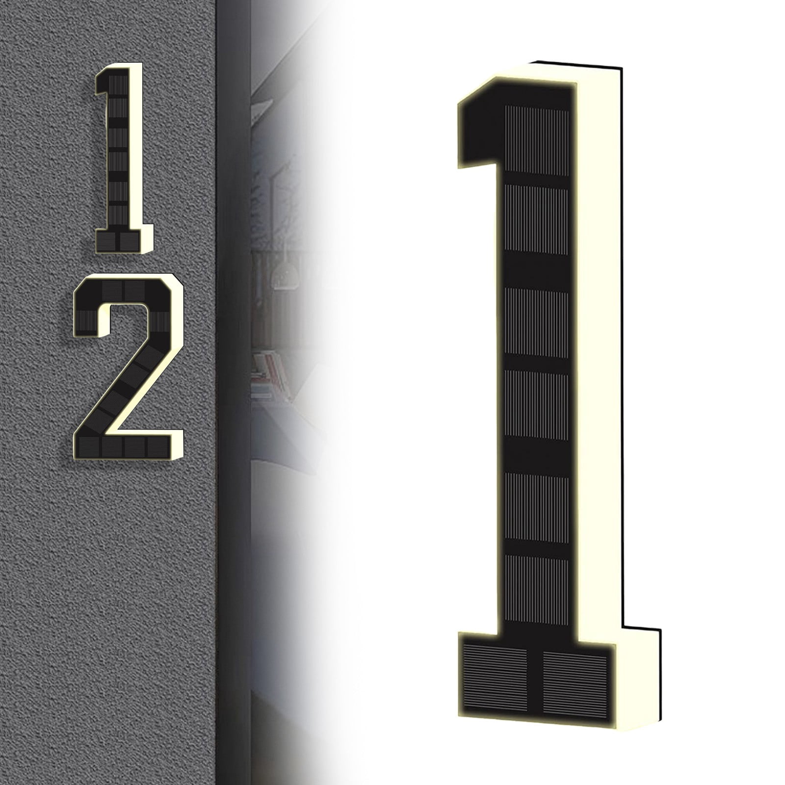 Solar Light Up House Number 1 - Small 12x8.3cm LED Illuminated Address ...