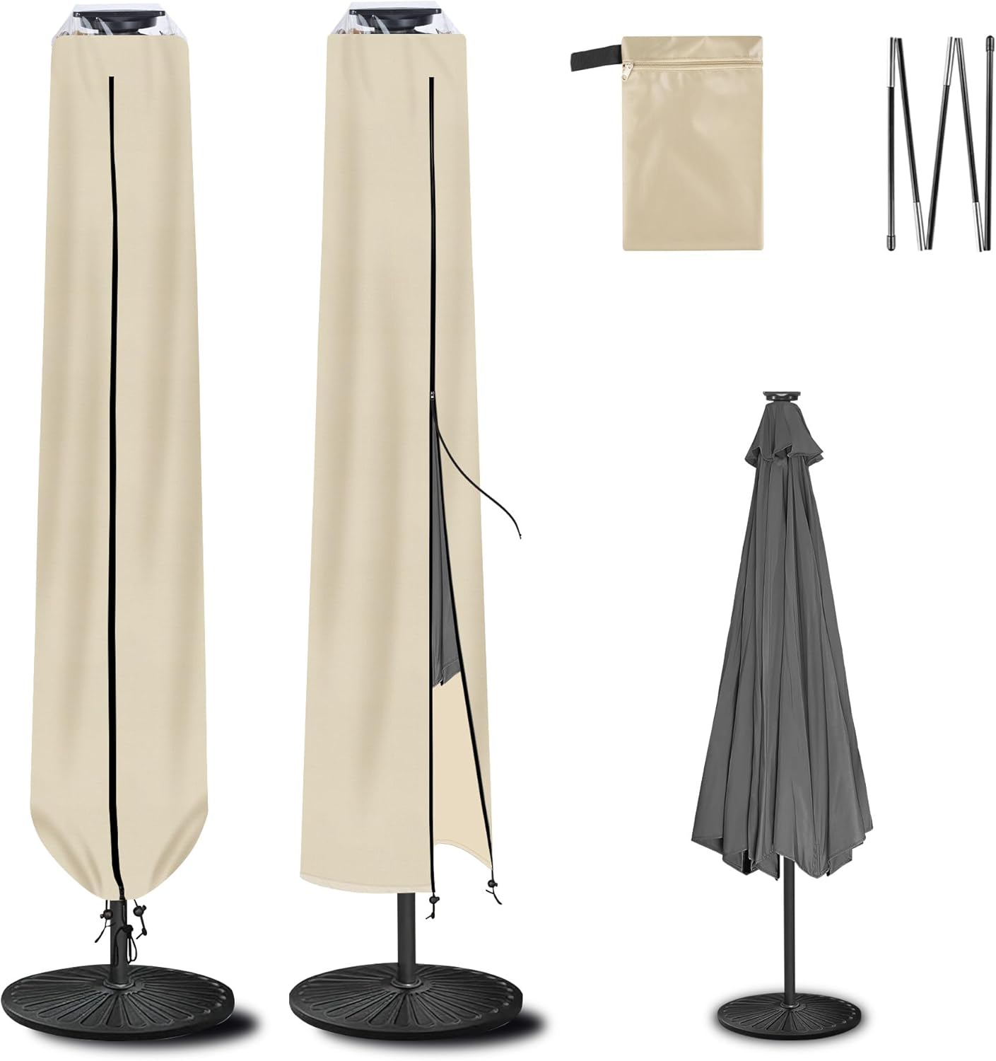 Solar Light Patio Umbrella Cover - Waterproof Oxford Fabric for 7.5ft ...