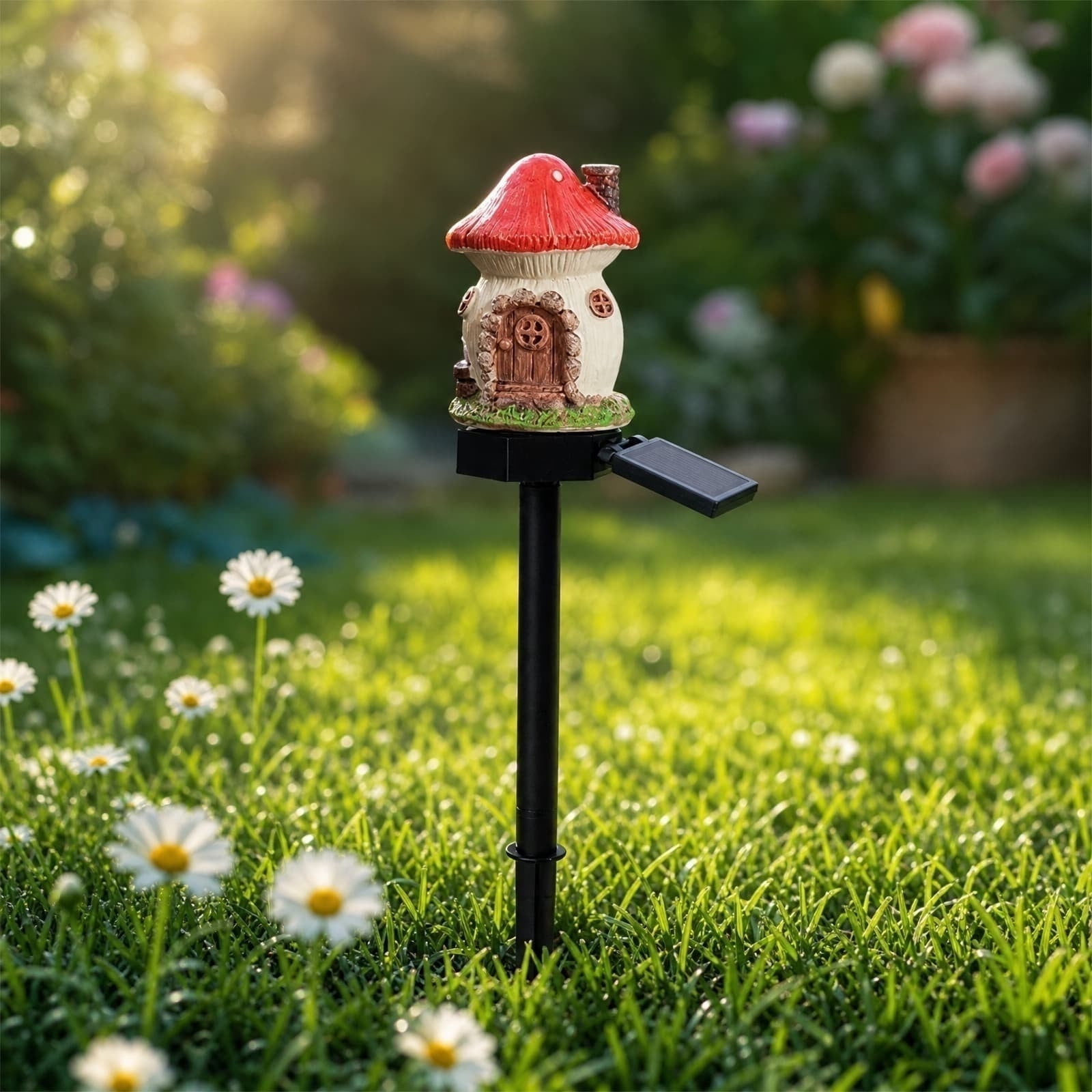 Solar Light Post, Solar Resin House Ground Mounted Lamp, Outdoor ...