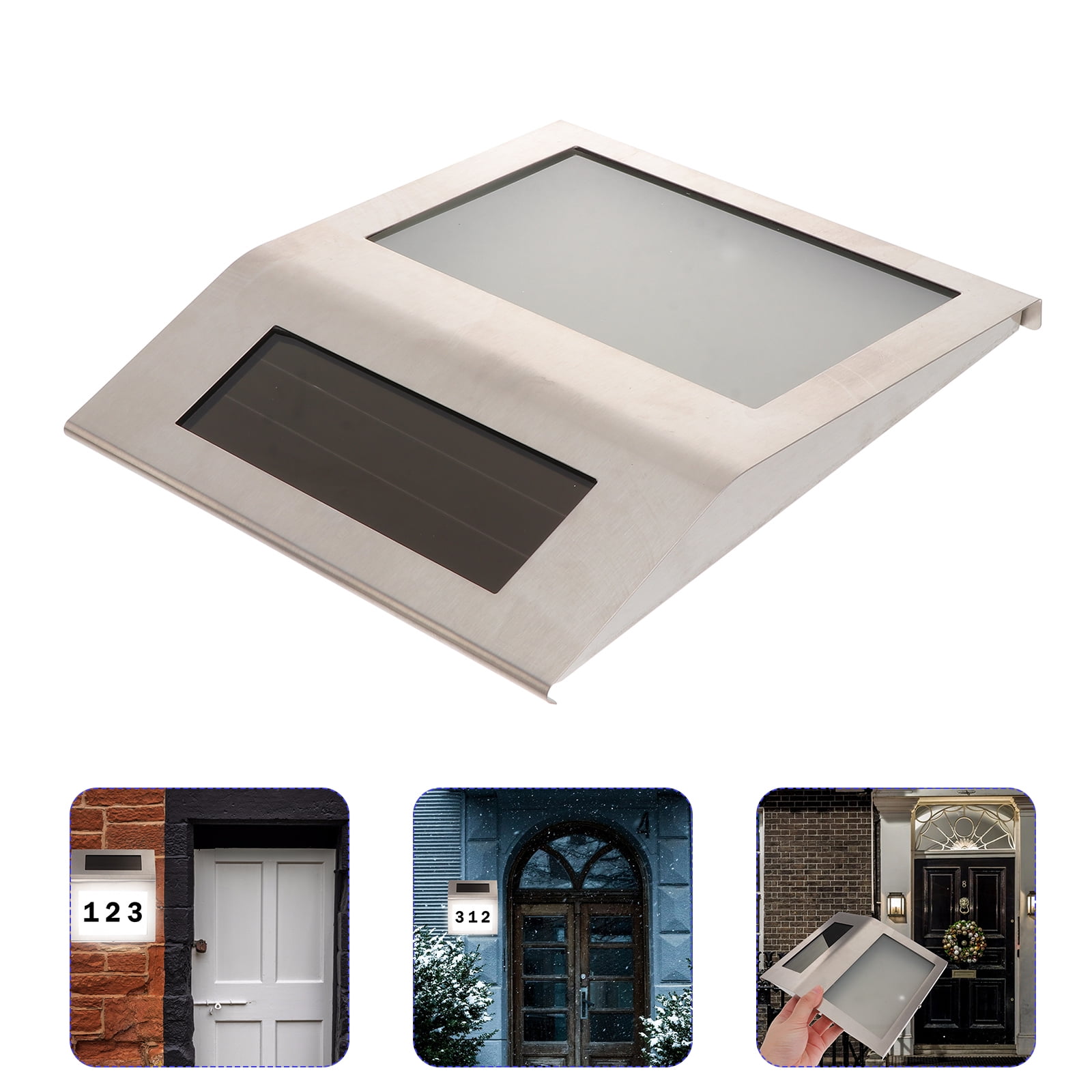 Solar Lighted Address Sign House Number Stainless Solar Powered ...