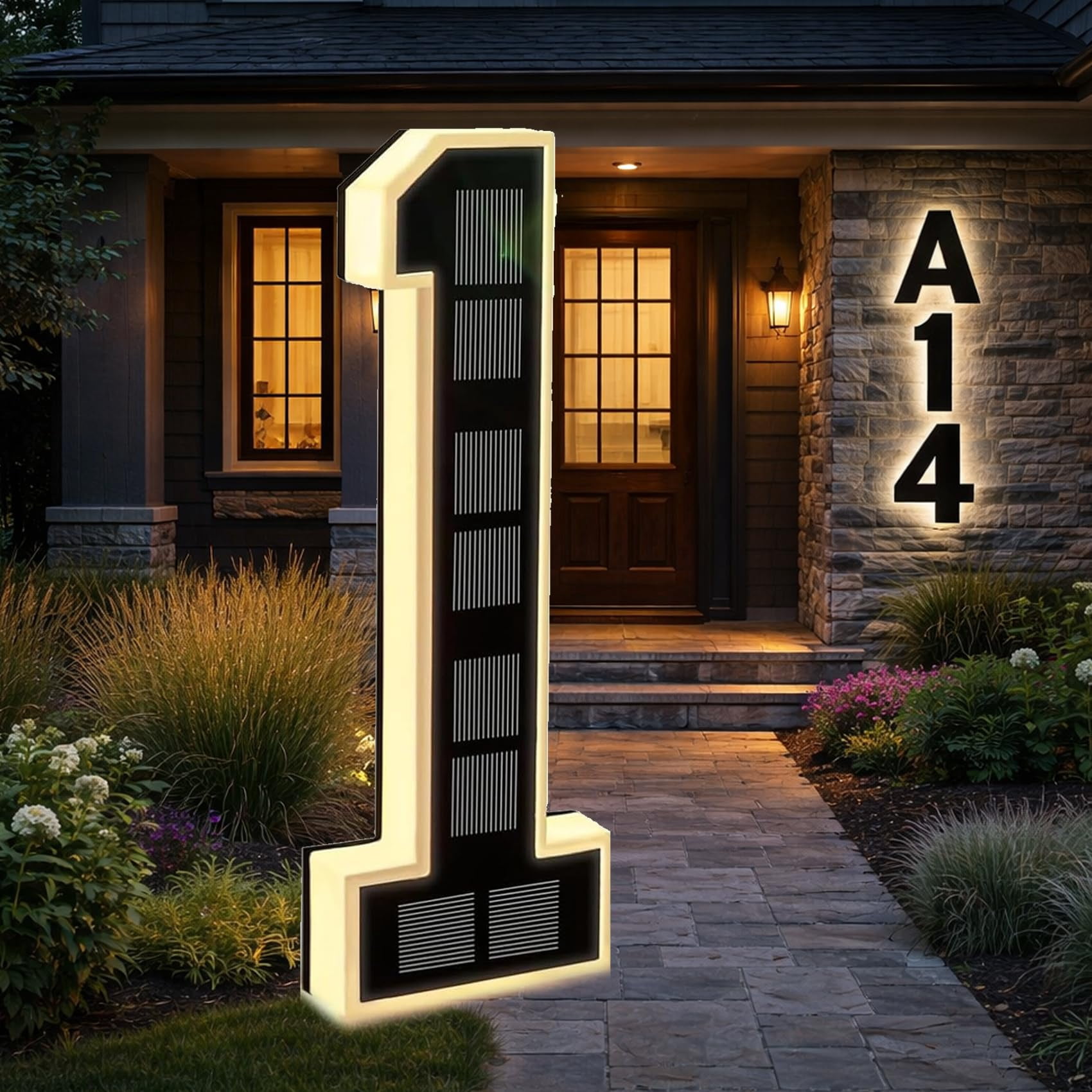 Solar Lighted House Numbers for Outside, 9 Inch Solar Powered Address ...