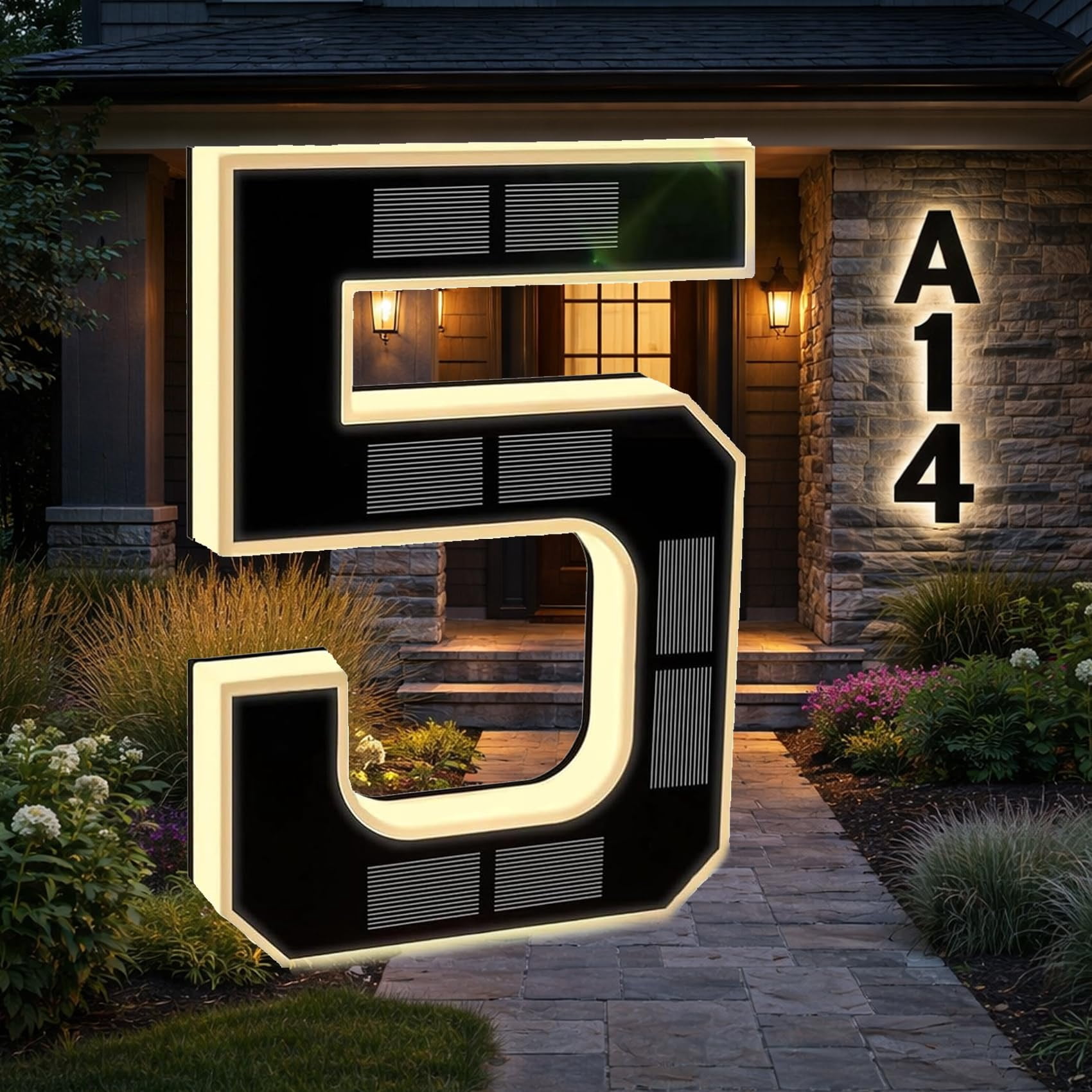 Solar Lighted House Numbers for Outside, 9 Inch Solar Powered Address ...