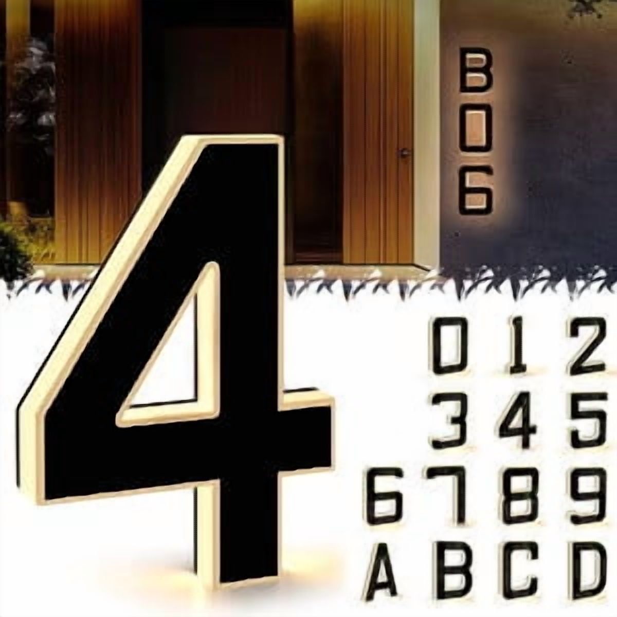 Solar Lighted House Numbers for Outside, Light Up Waterproof LED ...