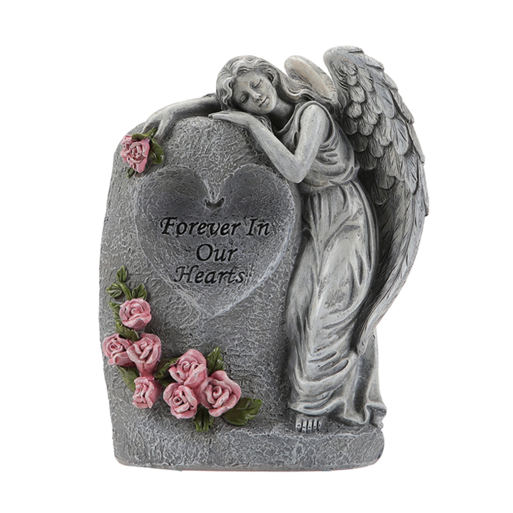 Solar Lighted Memorials Vase Outdoor Angelic Statue Decoration Weather ...