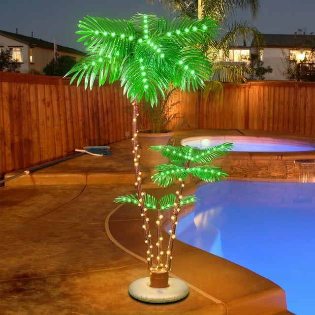 Hell Solar Lighted Palm, Outdoor Patio Christmas Trees - Walmart.com