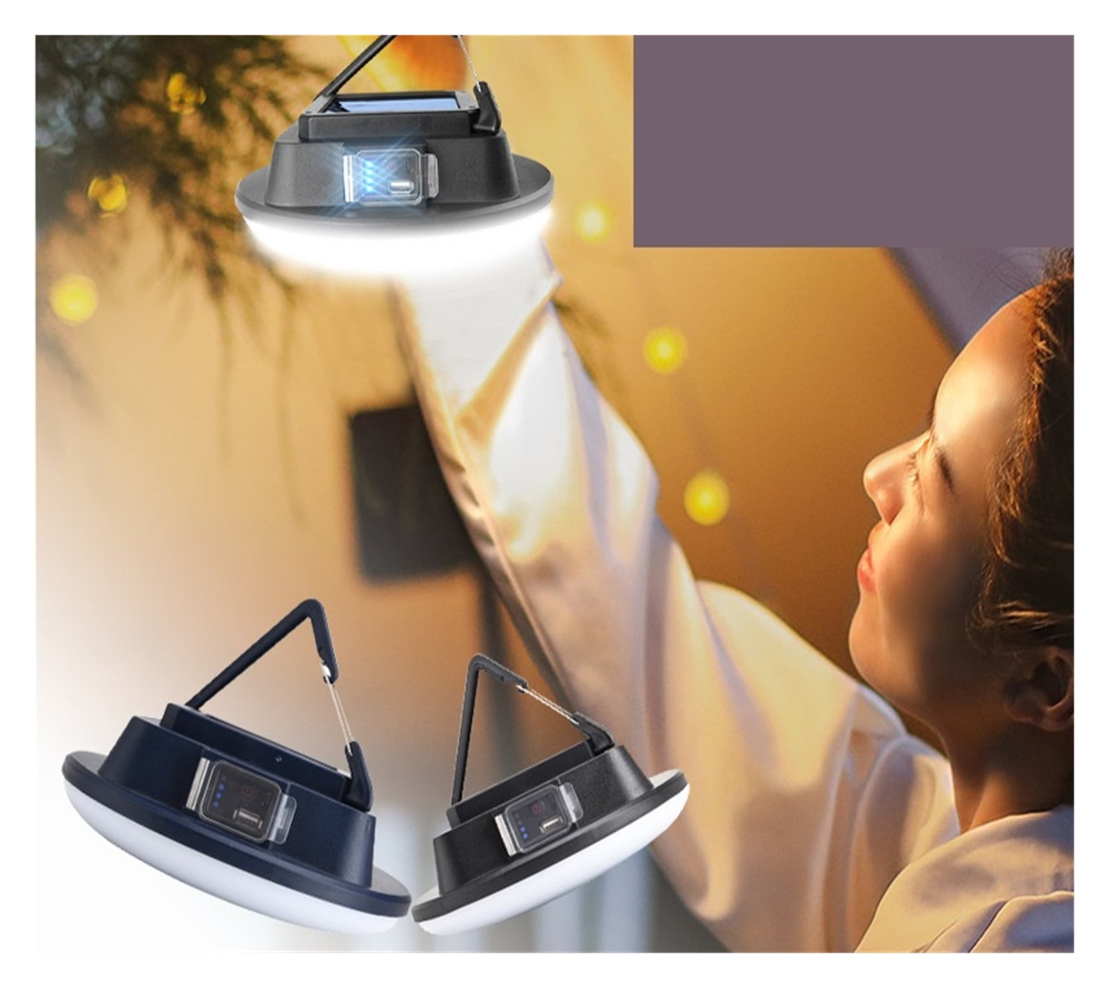 Solar Lights, 30000mAh Solar Powered Camping Lantern Rechargeable LED ...