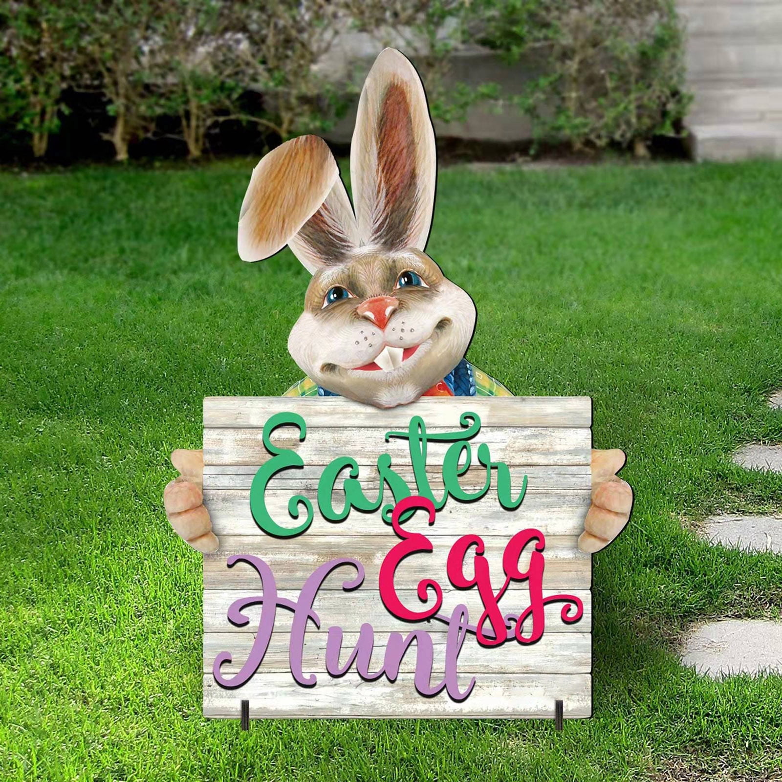 Solar Lights, Easter Plywood Rabbit Insert Sign Easter Meat Ceremonys ...