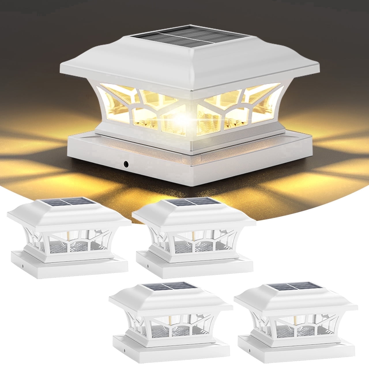 ExcMark Solar Lights, Fence Post Cap, Outdoor Deck Waterproof, 4 Pack ...