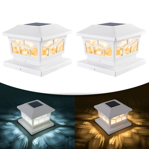 ExcMark Solar Fence Post Cap Outdoor Waterproof 4x4/6x6 Deck LED Lights ...