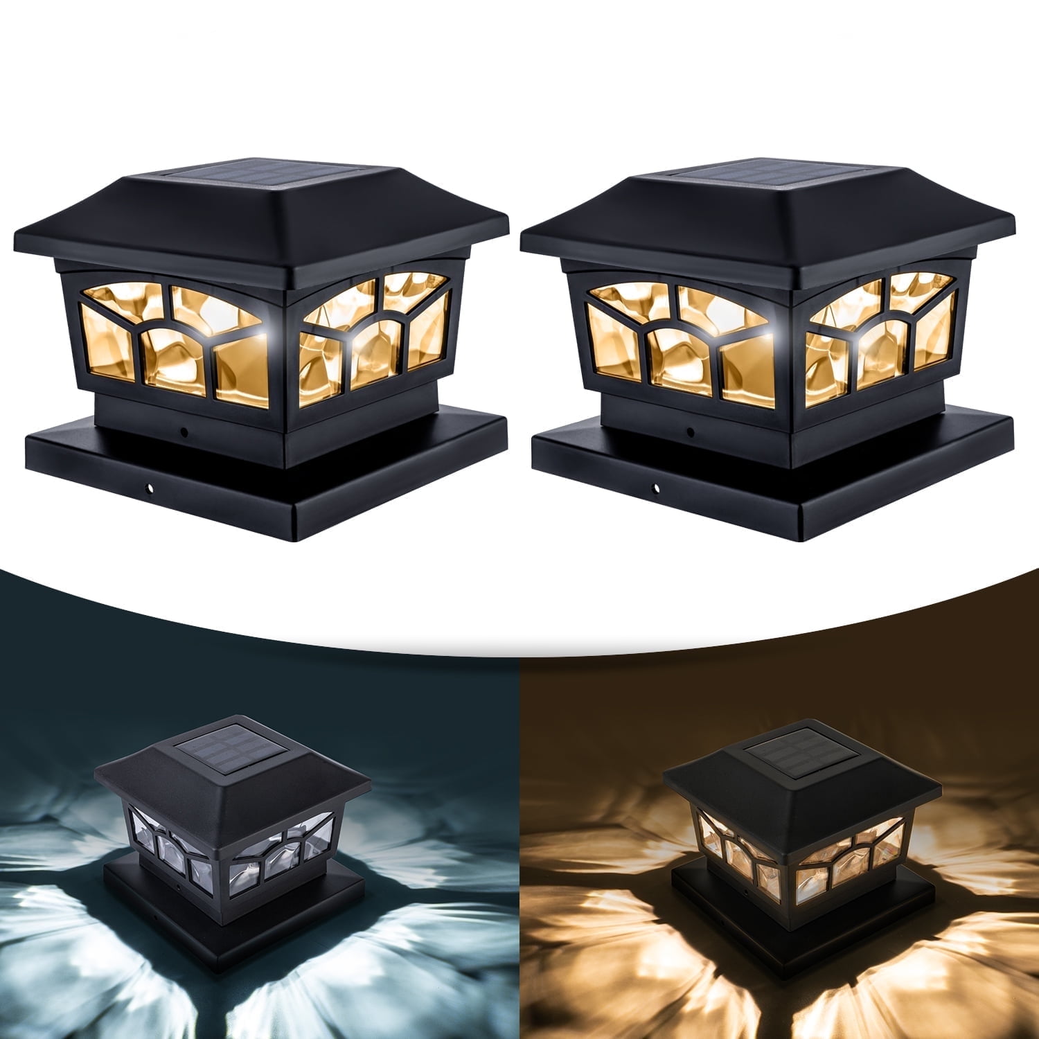 Solar LED Porch Lights for 4x4/6x6 Posts, Waterproof Deck Lights with ...