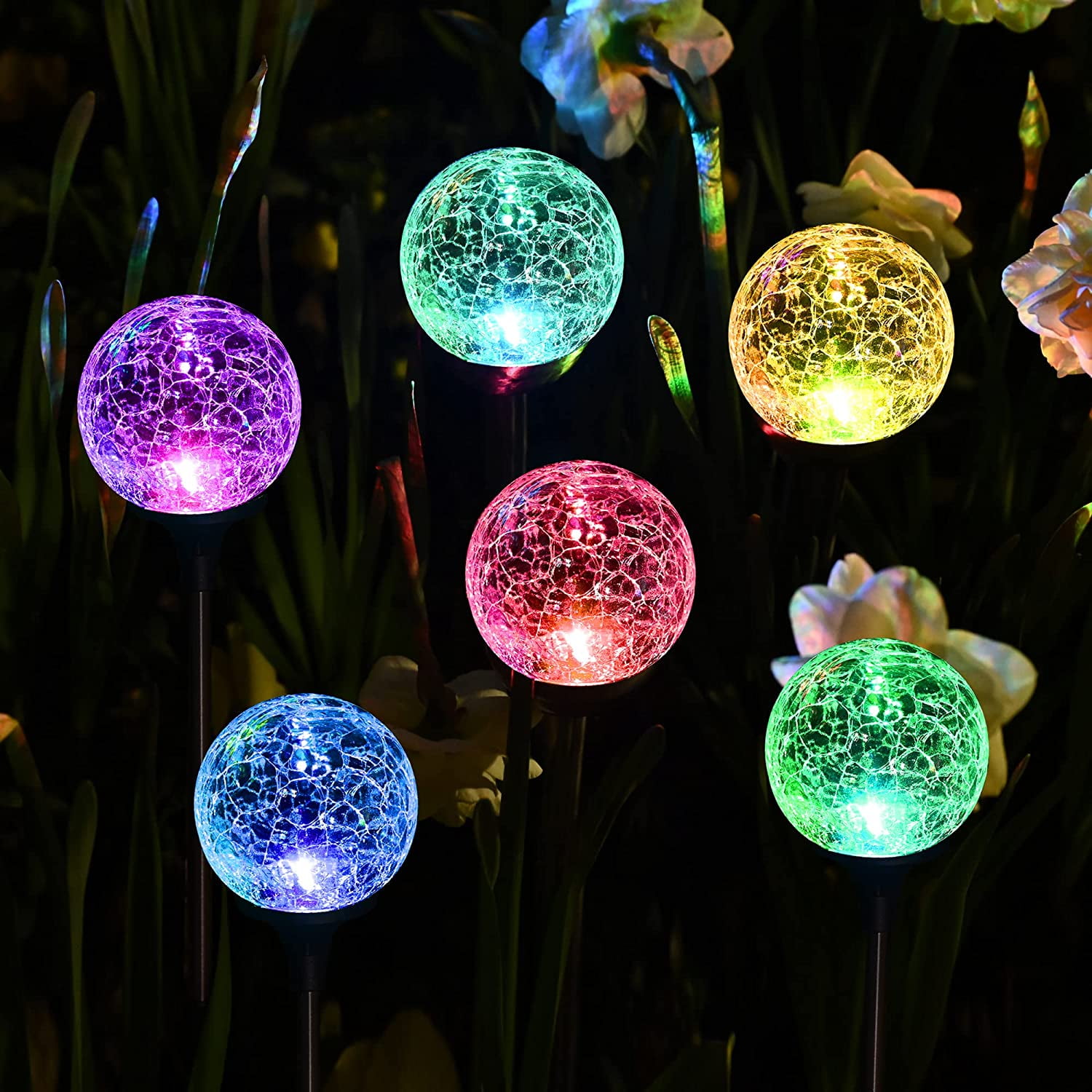 Solar Lights Garden, 6 Pack Solar Lights Outdoor, Multi-Color Changing ...