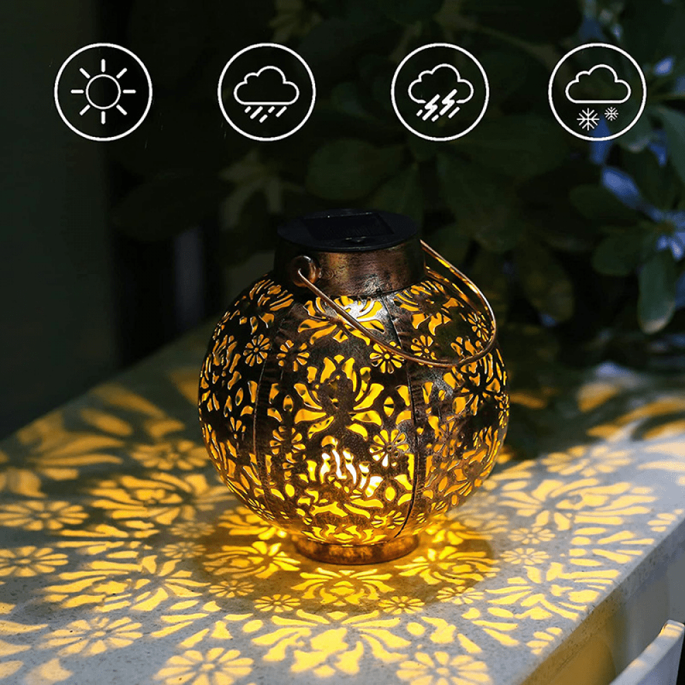 Solar Lights, Iron Hollow Epiphyllum Projection Lights, Outdoor ...