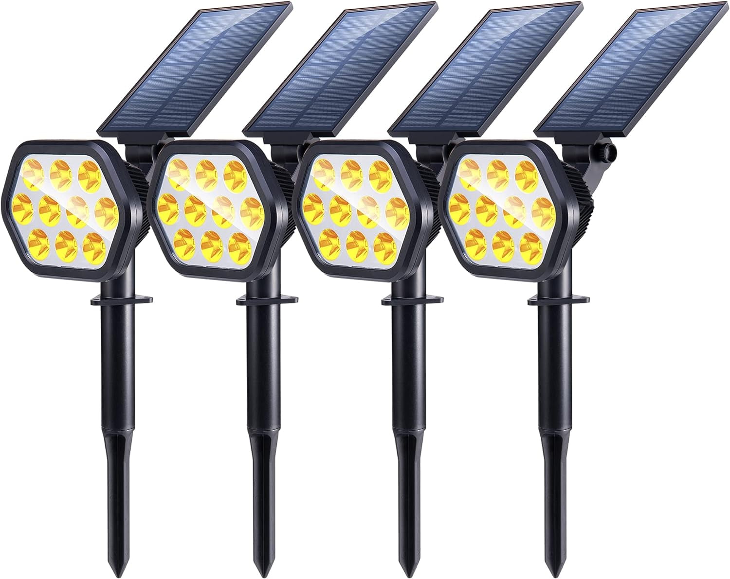 Solar Lights Outdoor,10 LED Landscape Spotlights Powered Wall Lights 2 ...