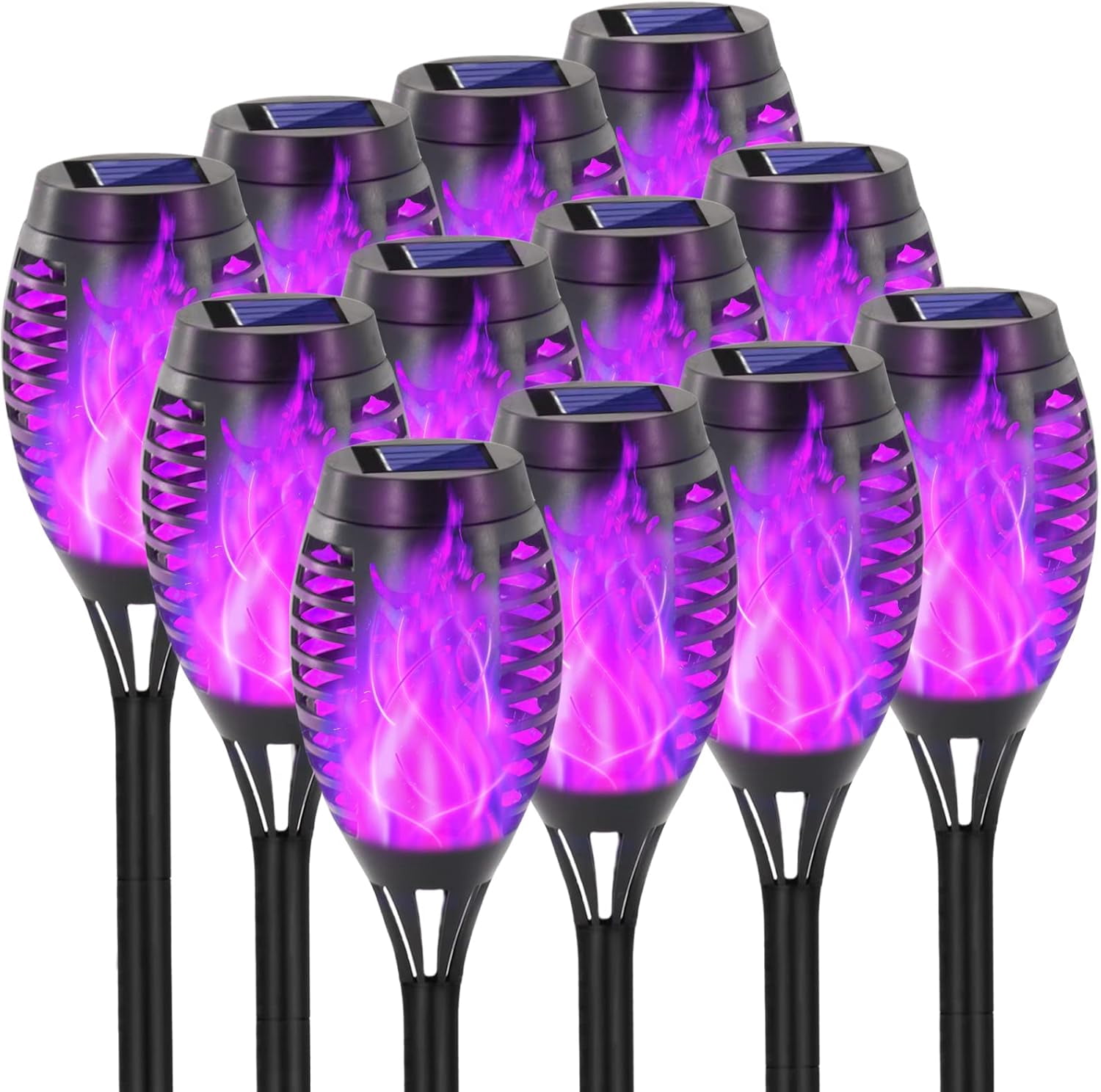 Solar Lights Outdoor, 12 Pack Blue Solar Torch Light with Flickering ...