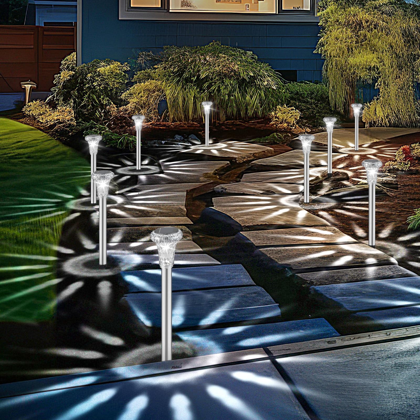 Solar Lights Outdoor 12 RRF12 Pack Waterproof Upgraded Solar Garden ...