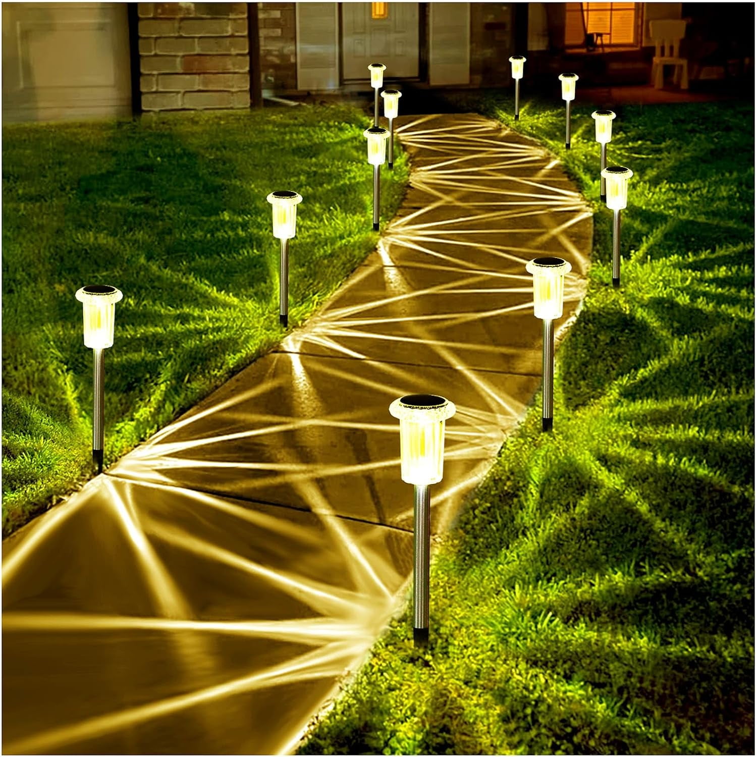 Solar Lights Outdoor 15 Pack Solar Pathway Lights LED Waterproof ...