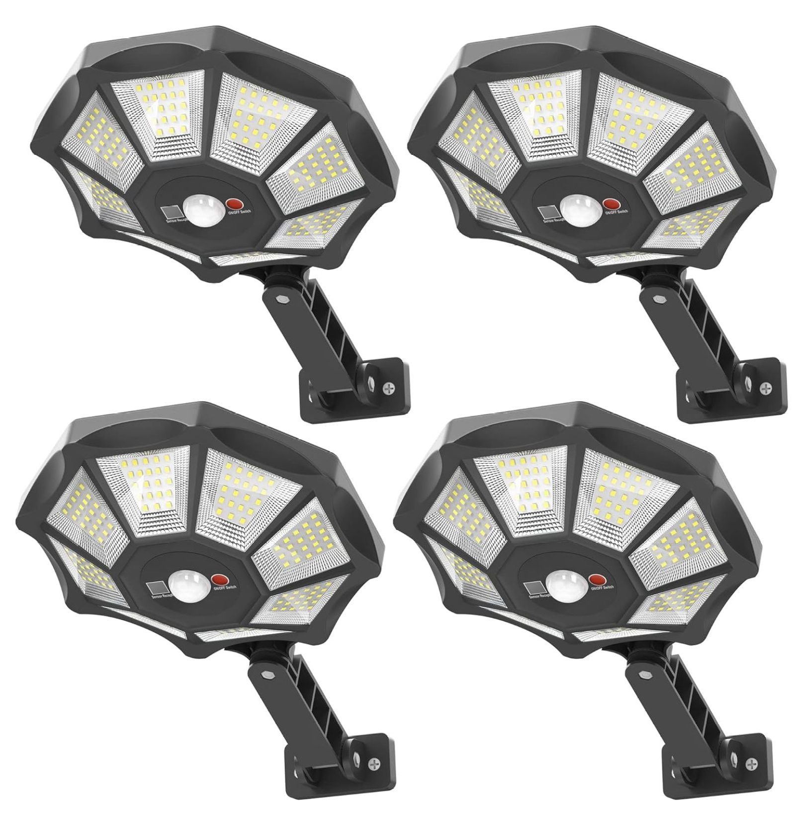 Solar Lights Outdoor, 168LED 6500K Flood Light Dusk to , 8 Sides ...
