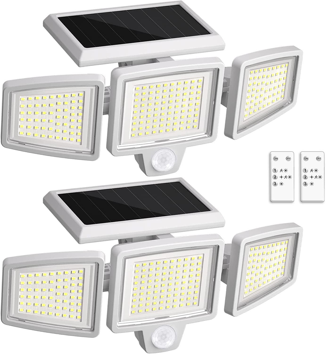 2 Pack Solar Lights Outdoor - 210 LED 2500LM, IP65, Motion Sensor ...
