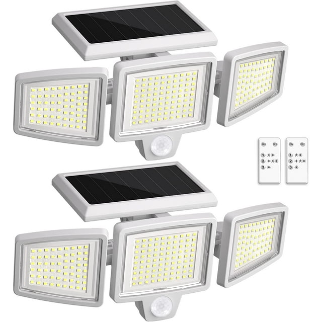 2 Pack Solar Lights Outdoor - 210 LED 2500LM, IP65, Motion Sensor ...