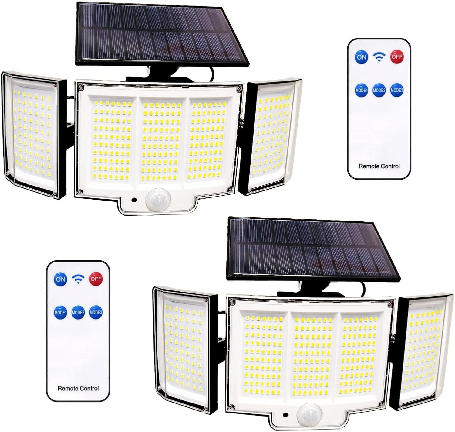Solar Lights Outdoor, 3 Heads 2500LM Solar Motion Sensor Outdoor Lighting, 348 LEDs IP65 ...