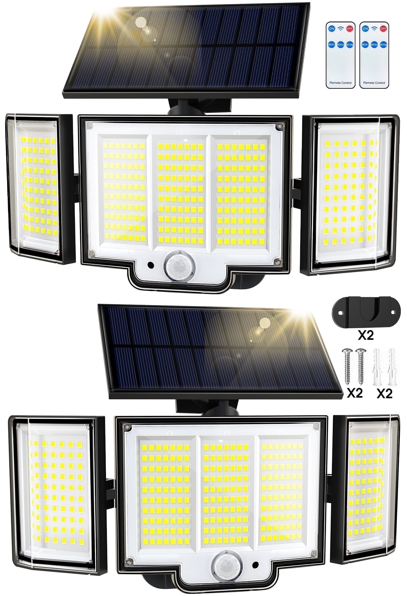 Qunler 348 LED Solar Flood Lights 3000LM, Motion Sensor, Outdoor ...