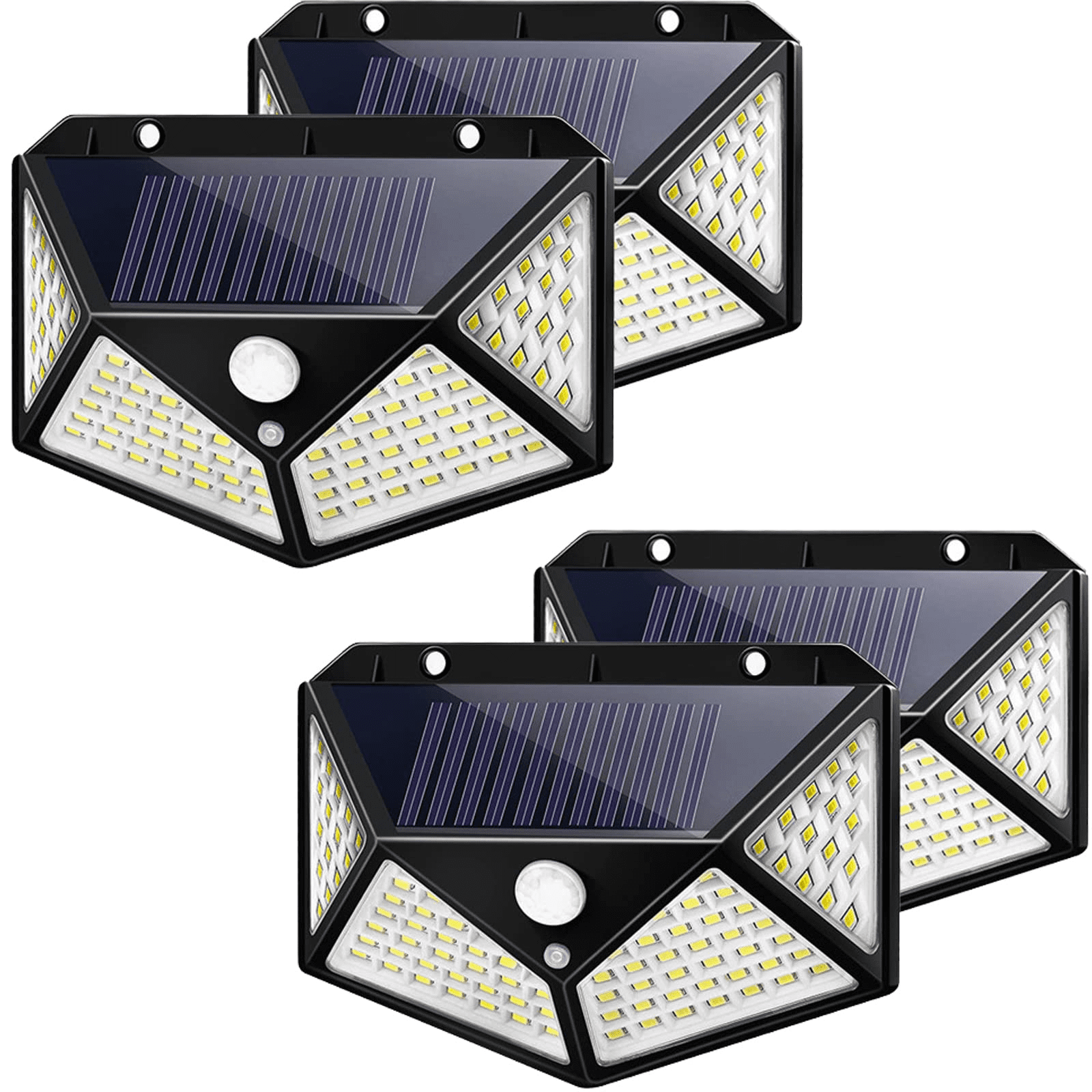 Solar Lights Outdoor 4 Pack, 100LED/3 Modes 270° Lighting Angle Motion ...