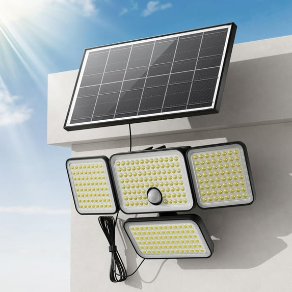 Solar Lights Outdoor, 4000mAh Lights with Larger Solar Panel & 16.4FT ...