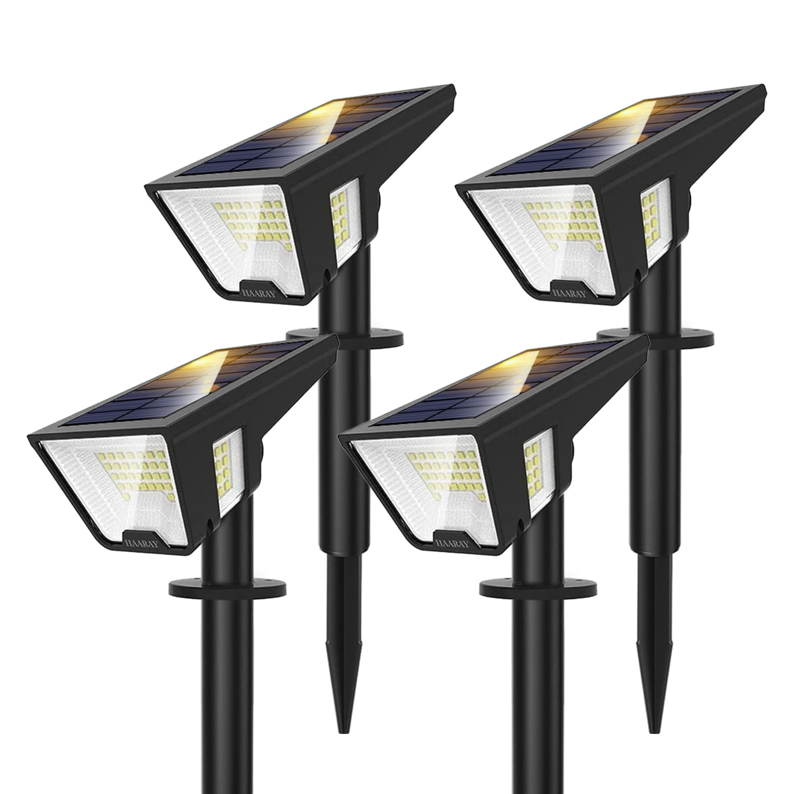 Solar Lights Outdoor - 4Pack 58LED Solar Spot Lights 4 Sided Lighting ...