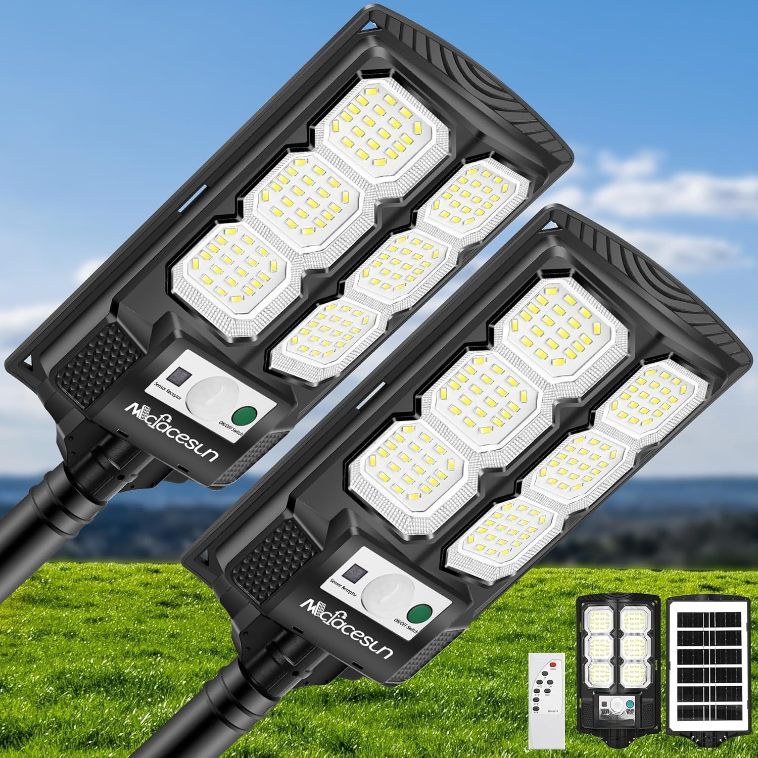 Solar Lights Outdoor 5000LM -6500K Solar Street Light, IP66 Outdoor ...