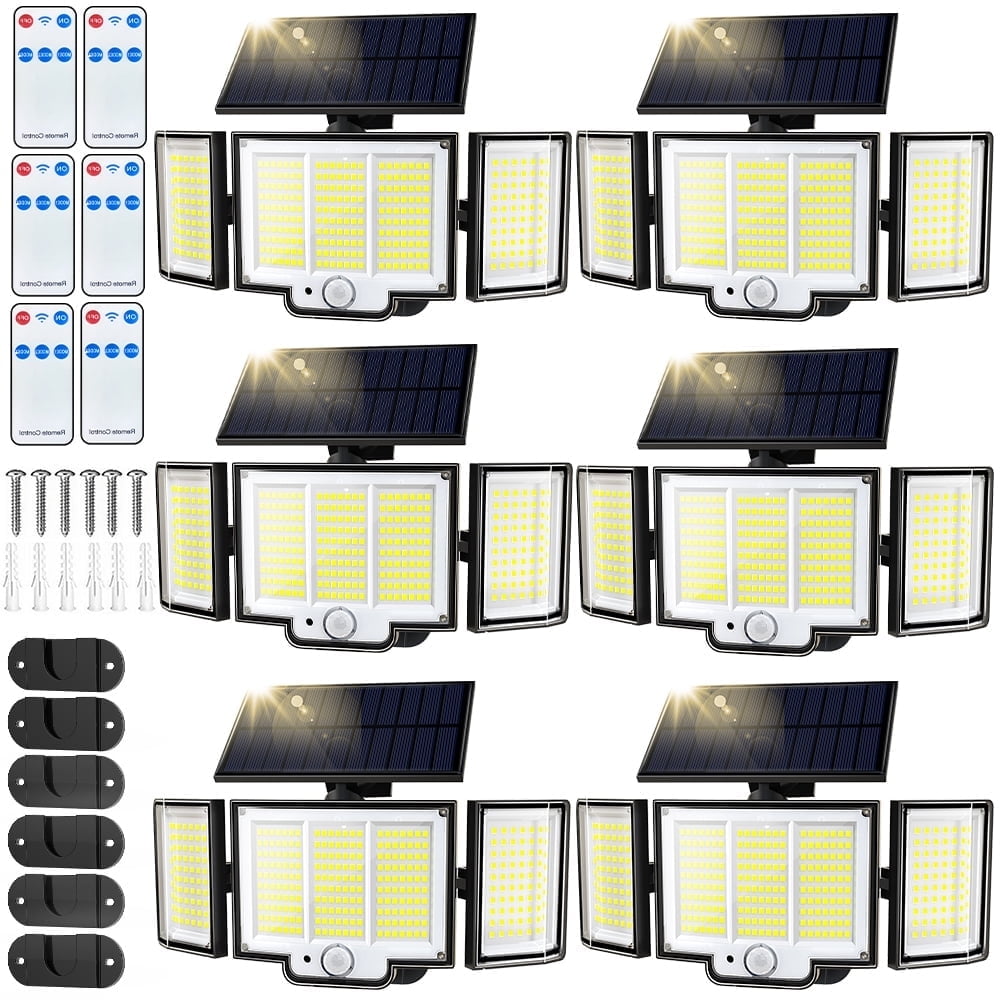 Solar Lights Outdoor , 6Pack 348 LED 3000LM Solar Motion Sensor ...