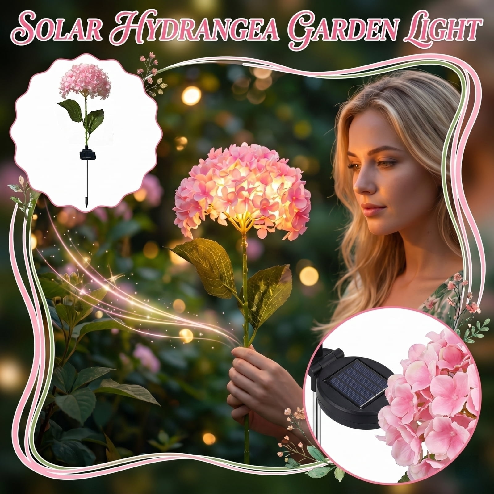 Solar Lights Outdoor Blooming Flower Light – Decorative Plant Stake ...