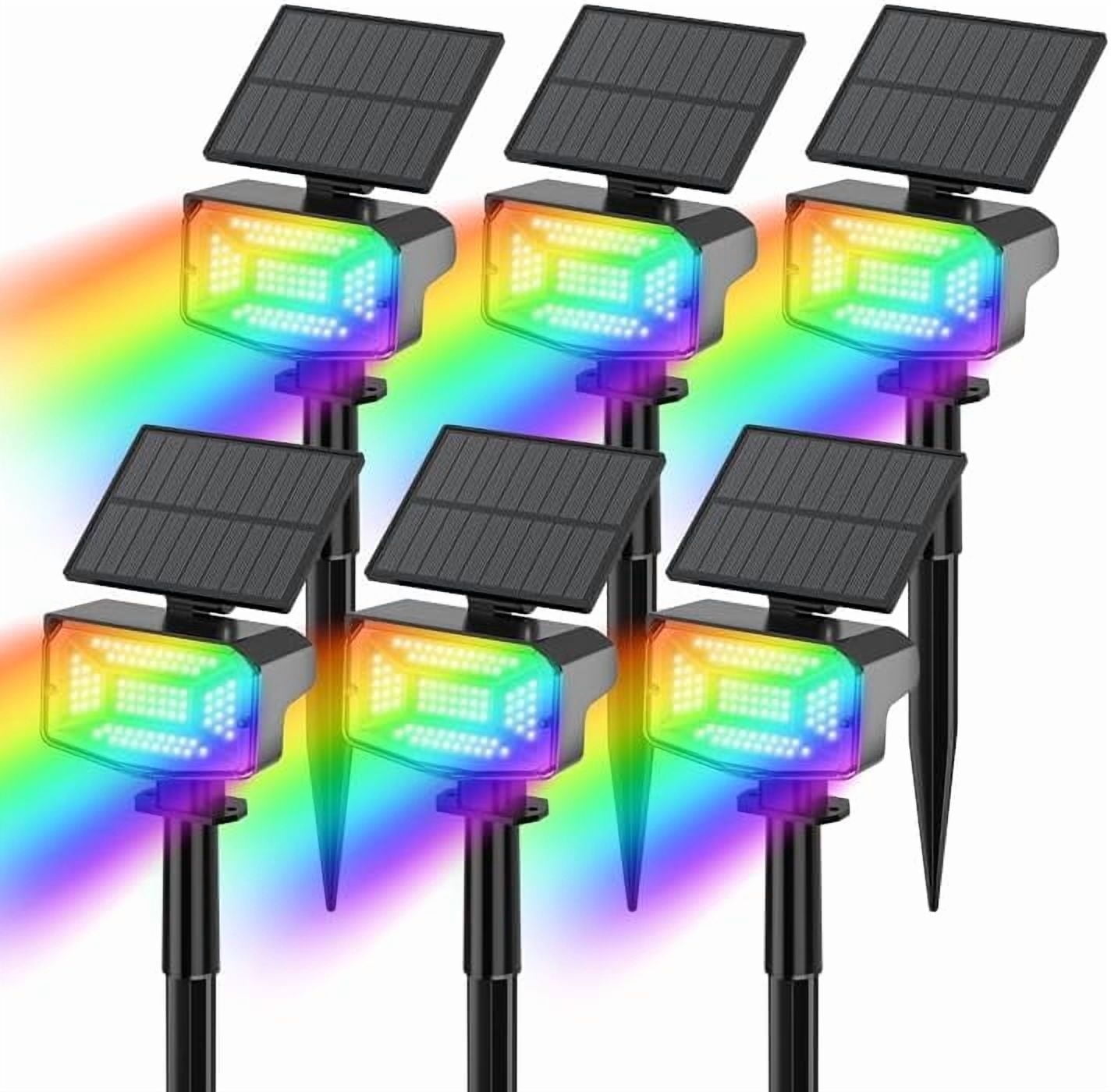 Solar Color Changing Lights Outdoor, 6 pack 85 LEDs, 9 Modes RGB, IP67 ...