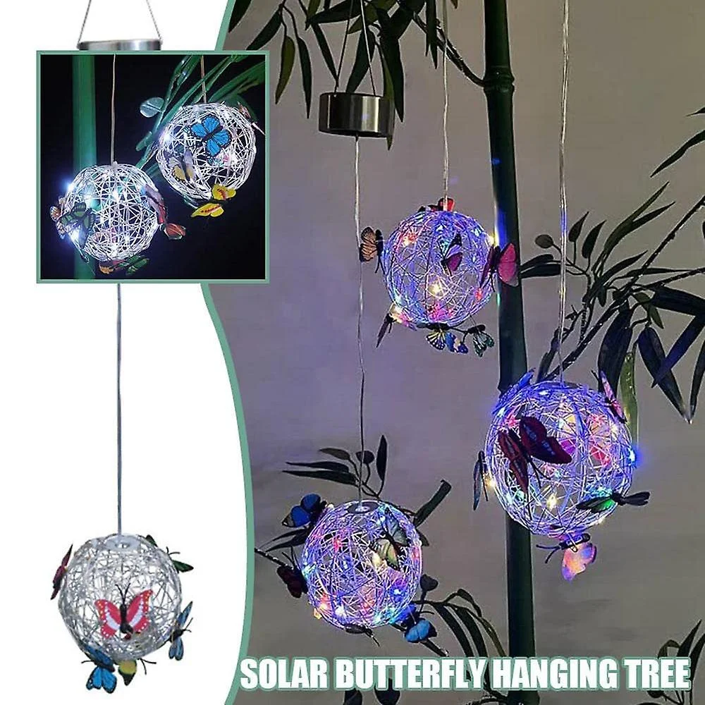 Solar Lights Outdoor, Colorful Butterfly Garden Lights, Garden Hanging ...