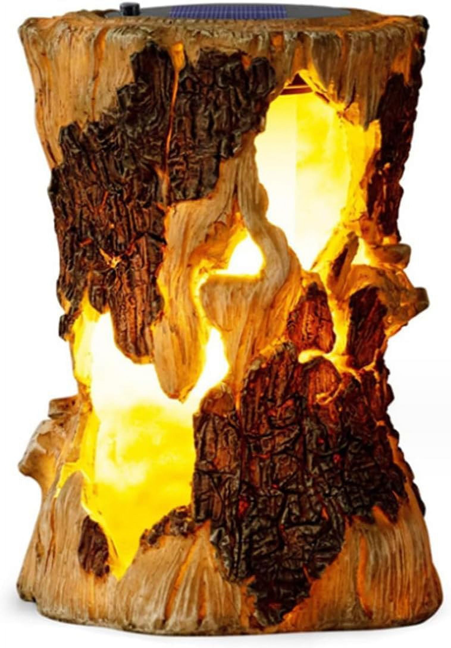 Solar Lights Outdoor Decor, Stump Solar Flame Lantern Light, Flickering ...