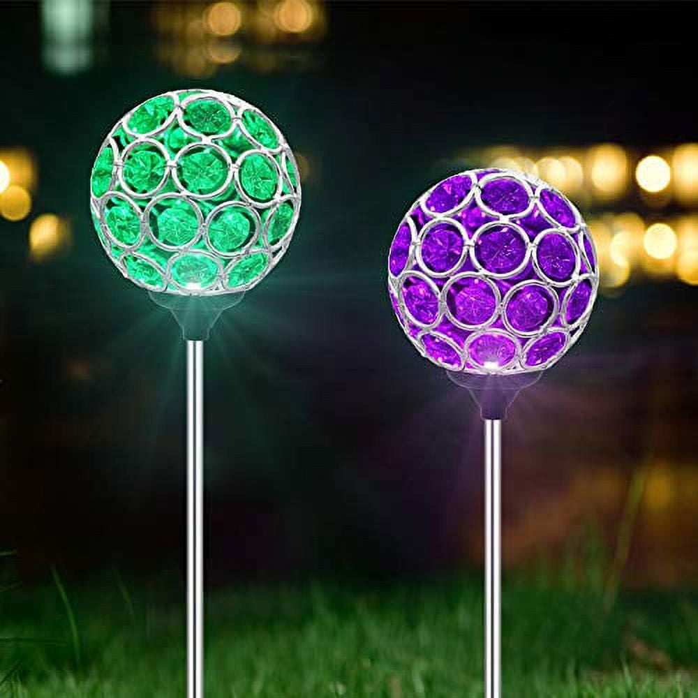 Solar Lights Outdoor Decorative - 2 Pack Magic Crystal Solar Globe ...