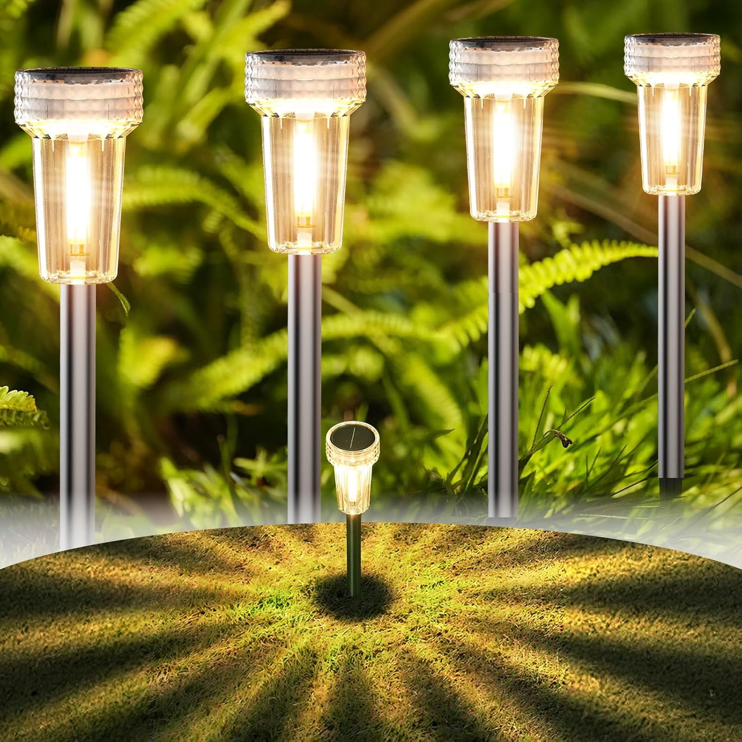 Solar Lights Outdoor Garden 8 Pack,Solar Pathway Lights Stainless Steel ...