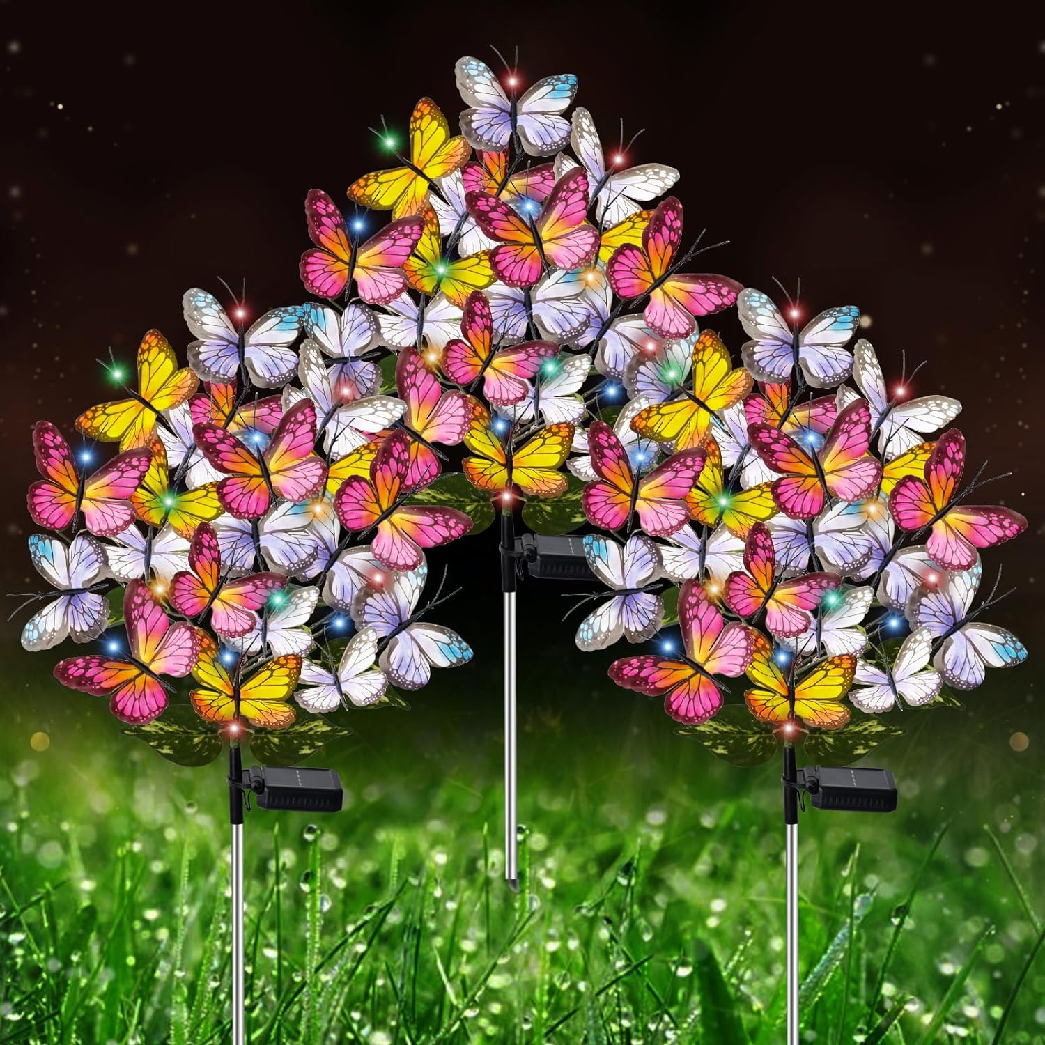 Solar Lights Outdoor Garden Decor, Upgraded 3 Pack Solar Butterfly ...
