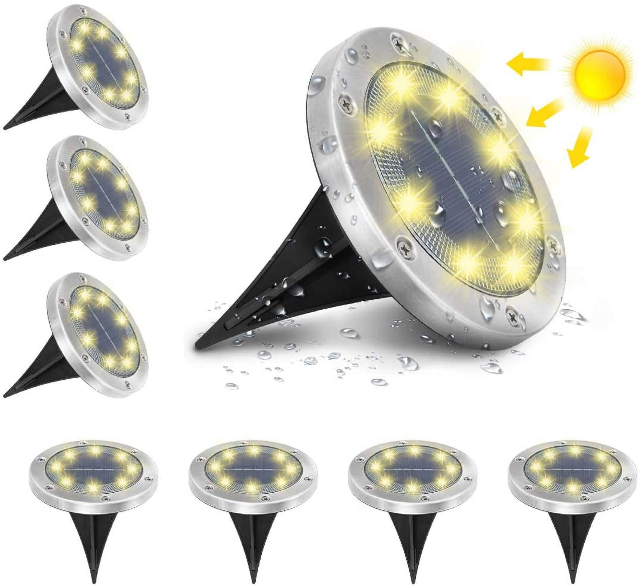 Solar Lights Outdoor Garden Floor Outdoor 8 LED 3000K Warm White ...