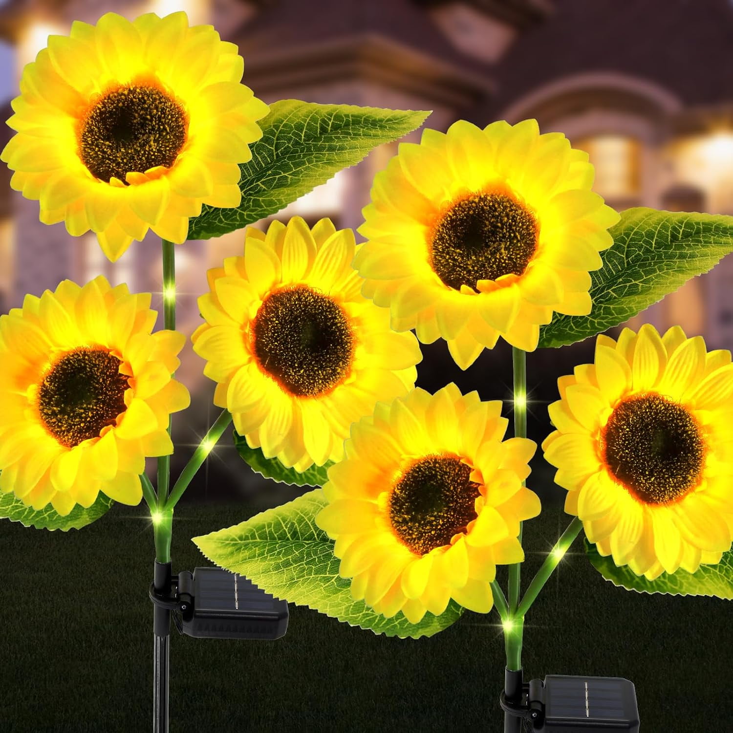 GHodec Solar Outdoor Decorations, 2 Pack Sunflower Lights, Waterproof ...