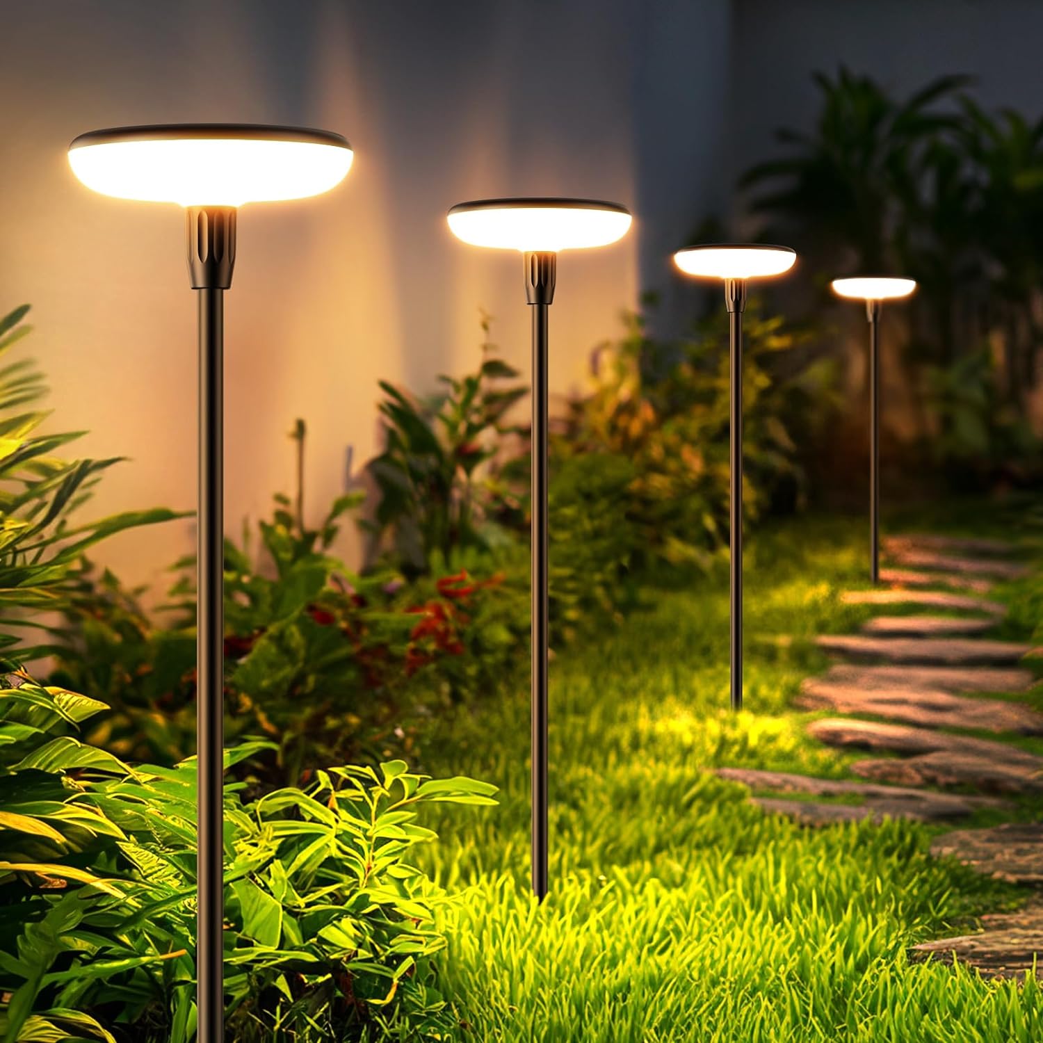 Solar Lights Outdoor Garden, Upgraded 6 Pack 34LM Tall Solar Garden ...