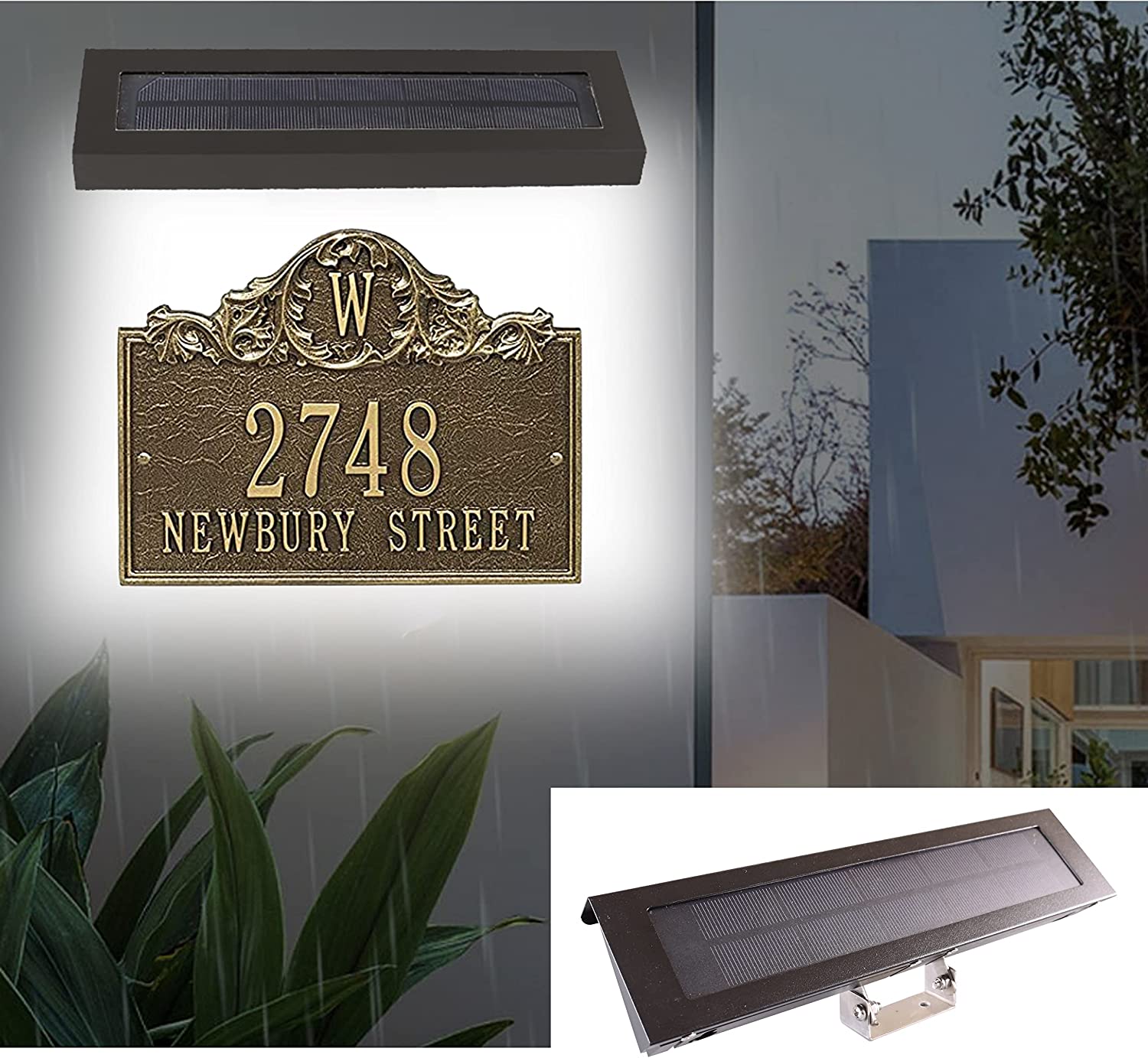 Solar Lights Outdoor for House Numbers - Black Adjustable Angle Outdoor ...