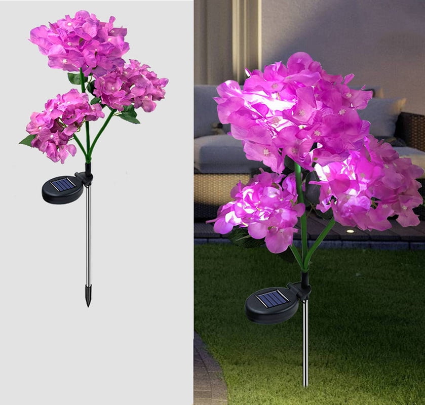 Solar Lights Outdoor, Solar Hydrangea Lights, Waterproof LED Stake ...