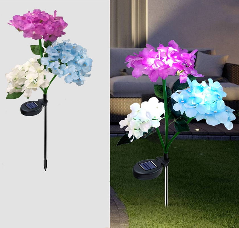 Solar Lights Outdoor, Solar Hydrangea Lights, Waterproof LED Stake ...
