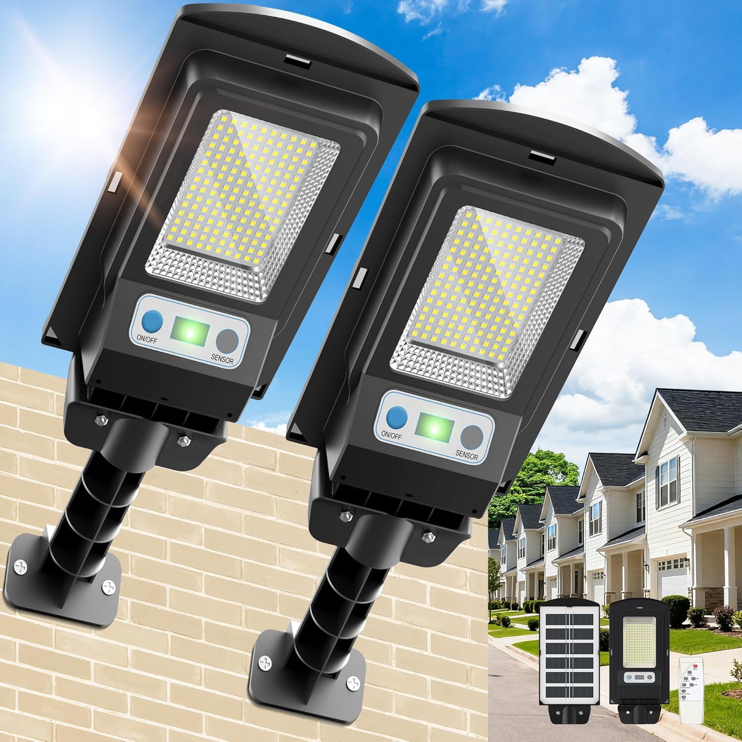 Solar Lights Outdoor, IP66 Waterproof Motion Seor Powered Solar Street ...