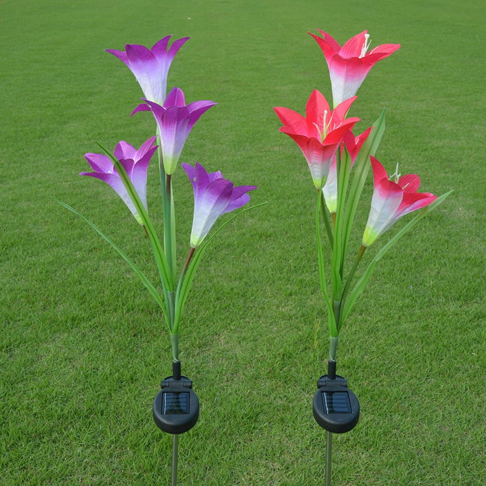 Solar Lights Outdoor LED Garden Stake Lights with 4 Purple Flowers for ...