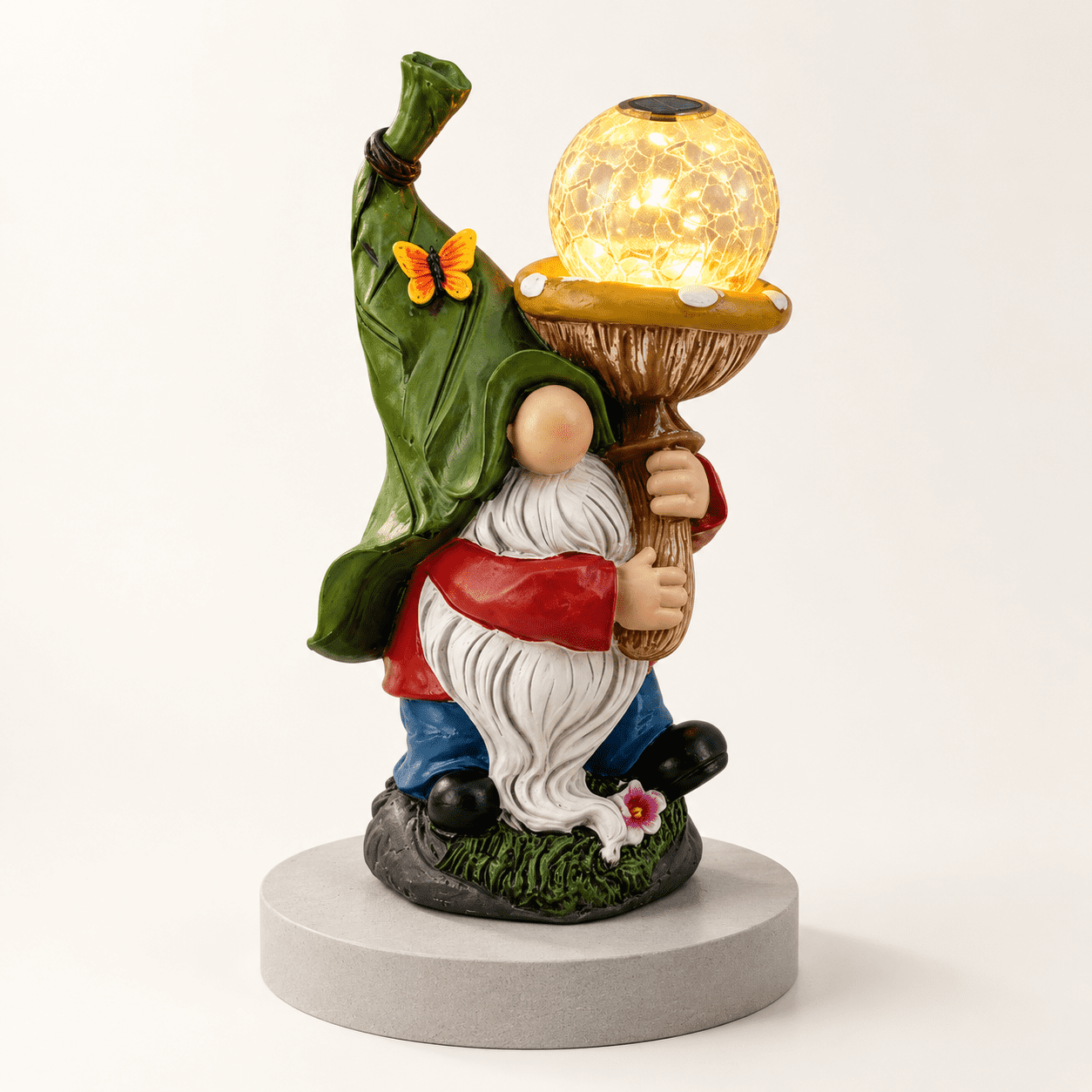 Solar Lights Outdoor Mushroom Crackle Glstatue Garden Decor - Walmart.com