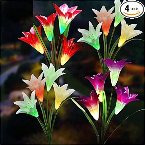 Solar Lights Outdoor - New Upgraded Solar Garden Lights, Multi-Color ...