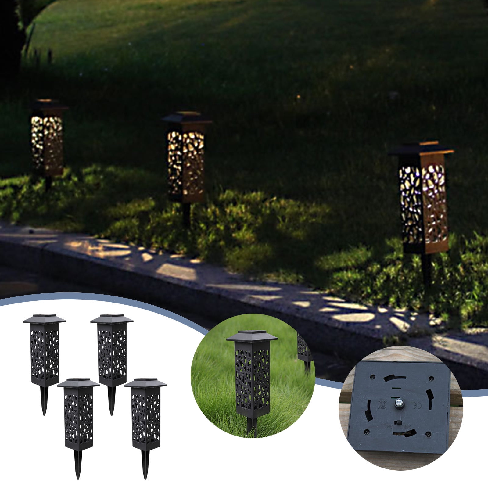 Solar Lights Outdoor Pathway Bright Solar Lights 4 Pack,Color Changing+Warm White LED Solar ...