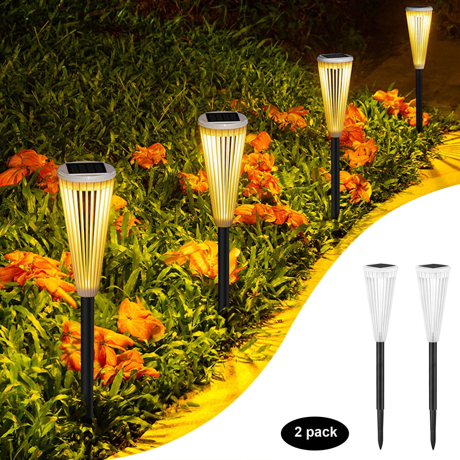 Solar Lights Outdoor Pathway Solar Lights Outdoor , Water-Resitant, LED ...