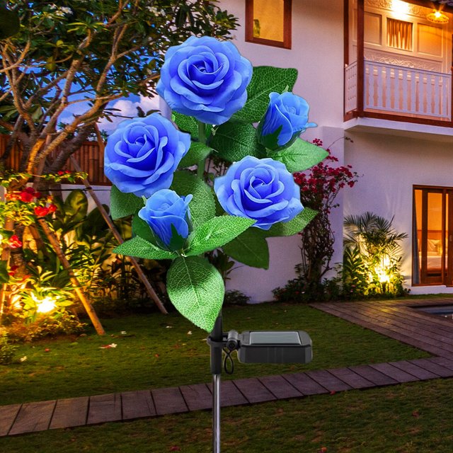 Solar Lights Outdoor Rose Flower, 1 Pack Solar Powered Garden ...